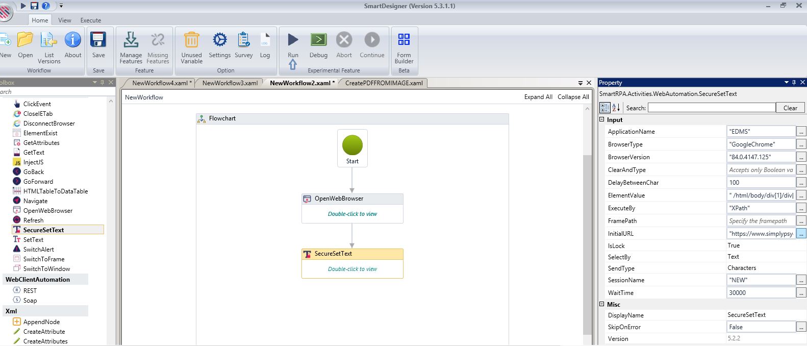 Web Automation - SecureSetText Activity | Robility Docs